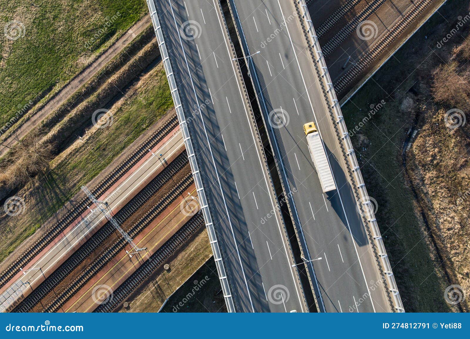 Aerial view of the higway stock image. Image of truck - 274812791