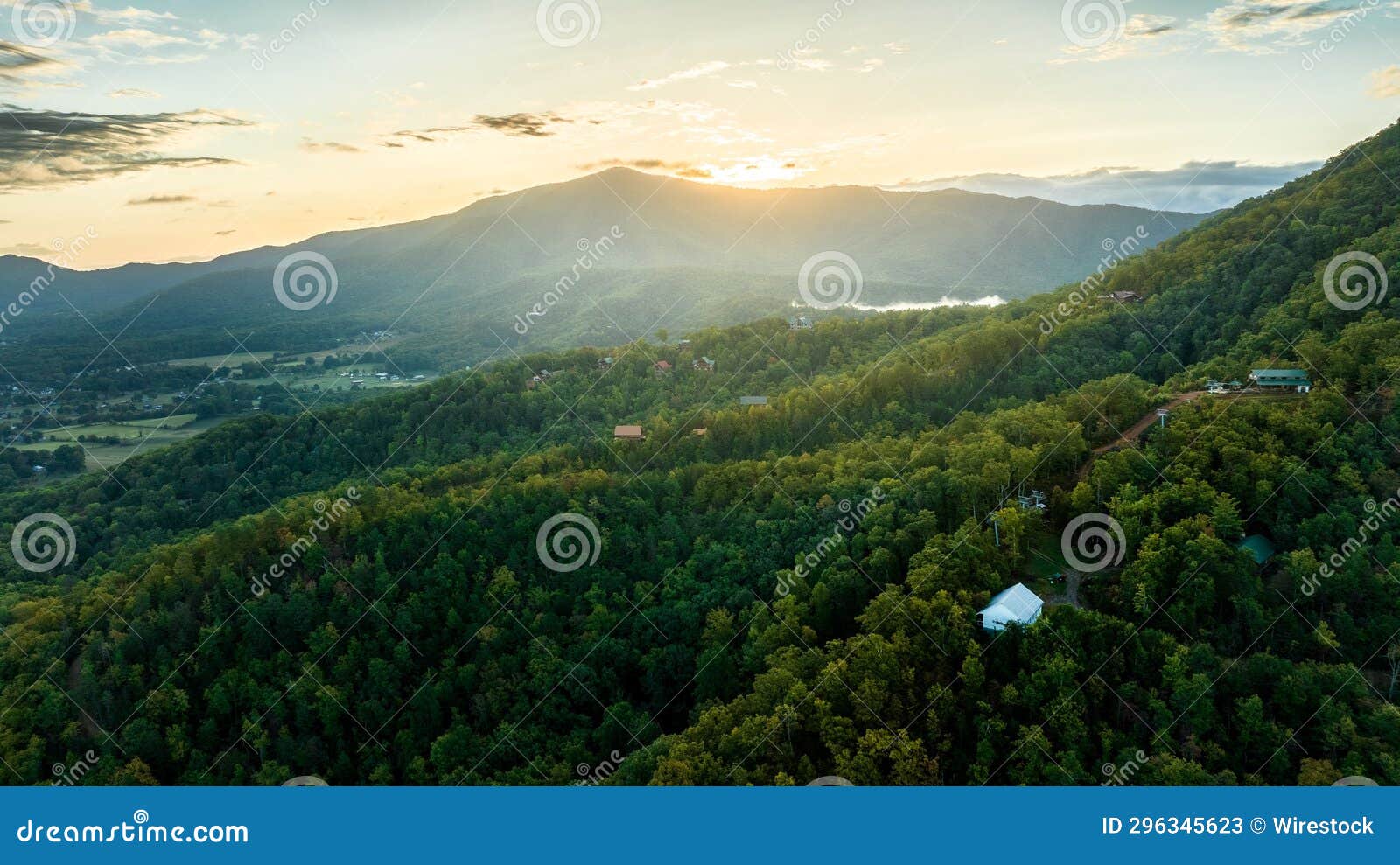 Aerial View of Hills Covered with Green Forests Stock Image - Image of ...