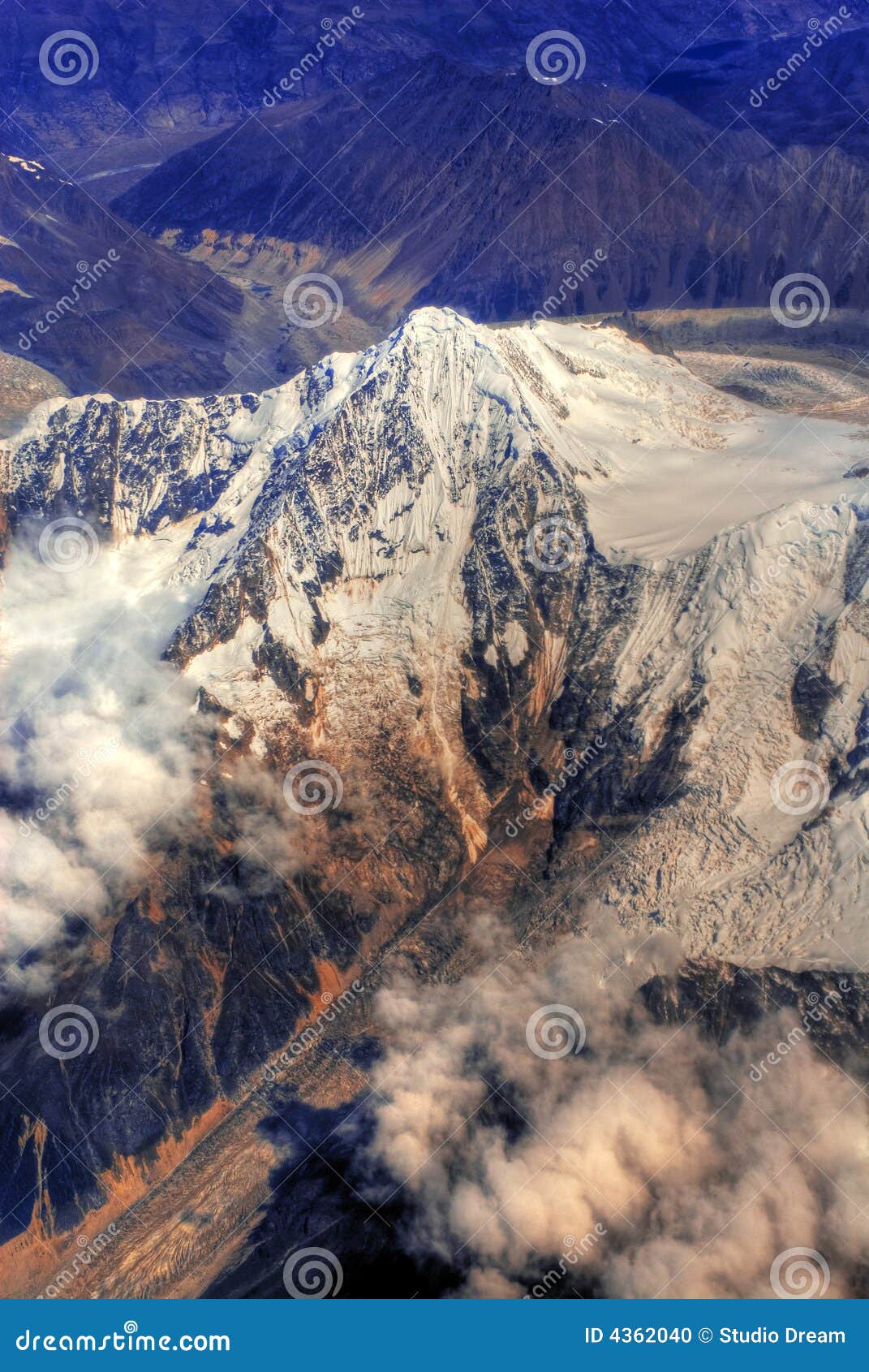 Aerial view of Himalayas stock photo. Image of mountainside - 4362040