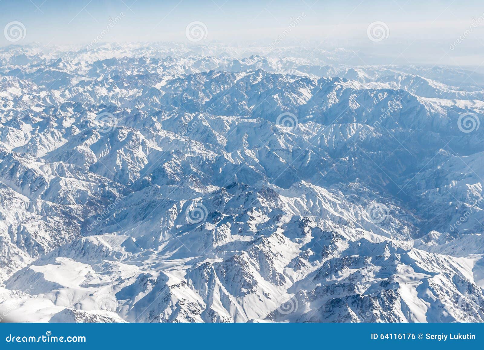 Aerial view of Himalayas stock photo. Image of high, range - 64116176