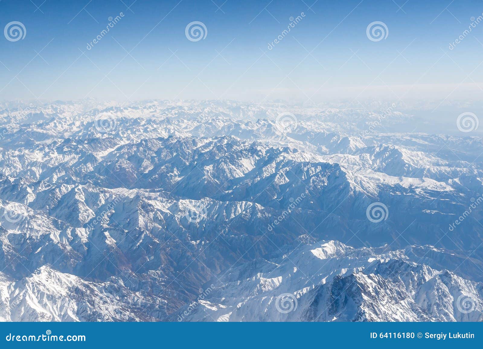 Aerial view of Himalayas stock photo. Image of india - 64116180