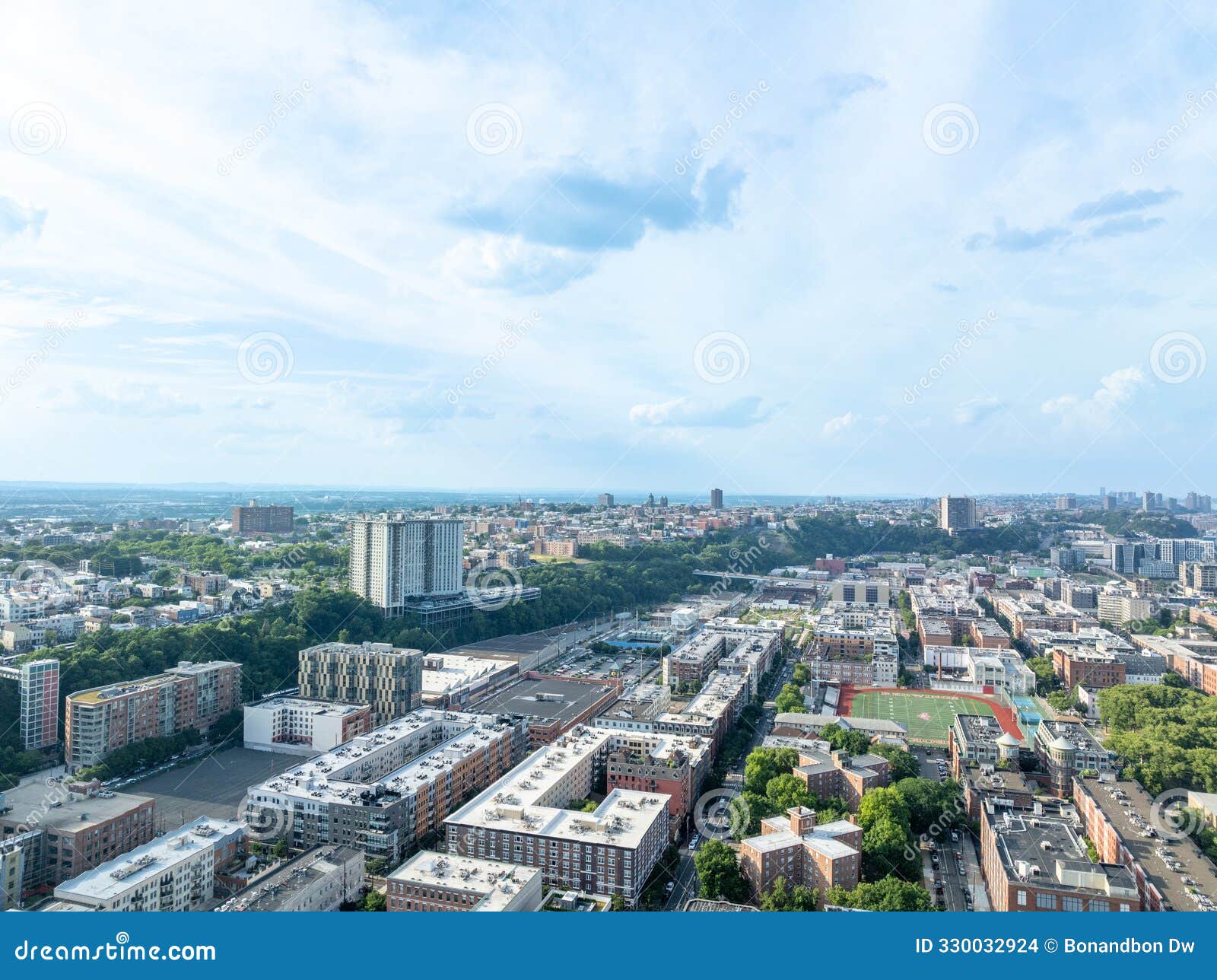 Aerial View of Hoboken and Manhattan Skyline Stock Photo - Image of ...