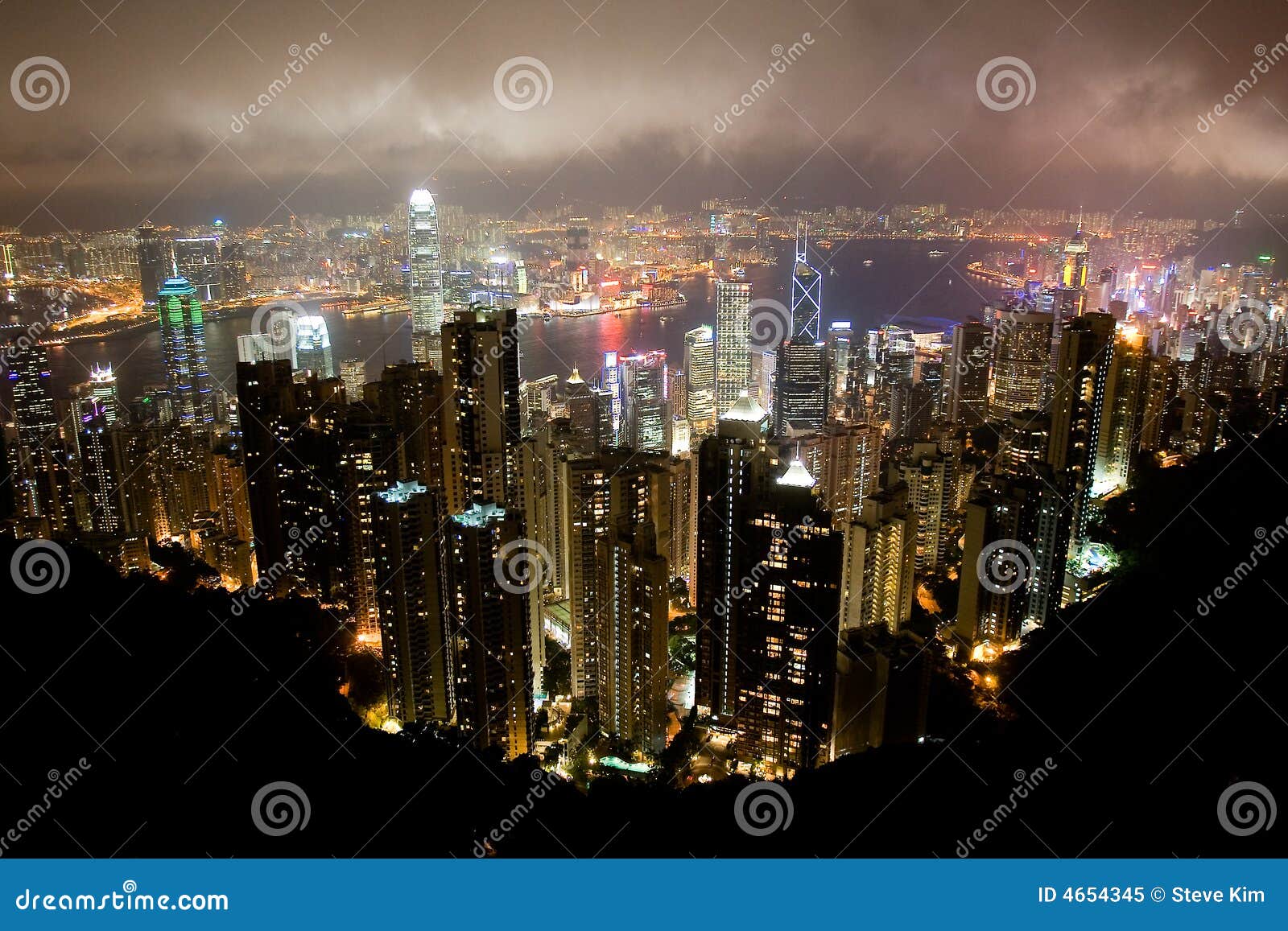 Aerial view of Hong Kong stock image. Image of hong, lights - 4654345