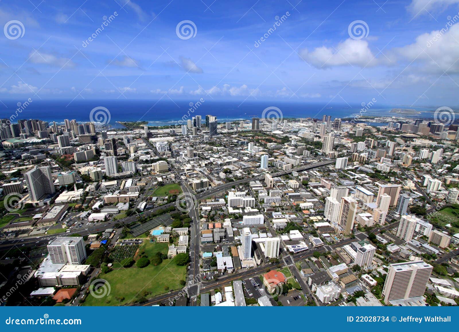 Aerial View of Honolulu stock photo. Image of island - 22028734
