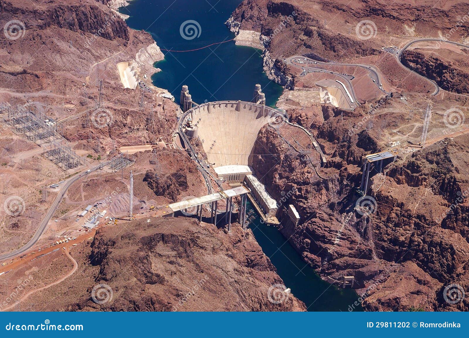 Aerial View of Hoover Dam and the Colorado River Stock Photo - Image of ...
