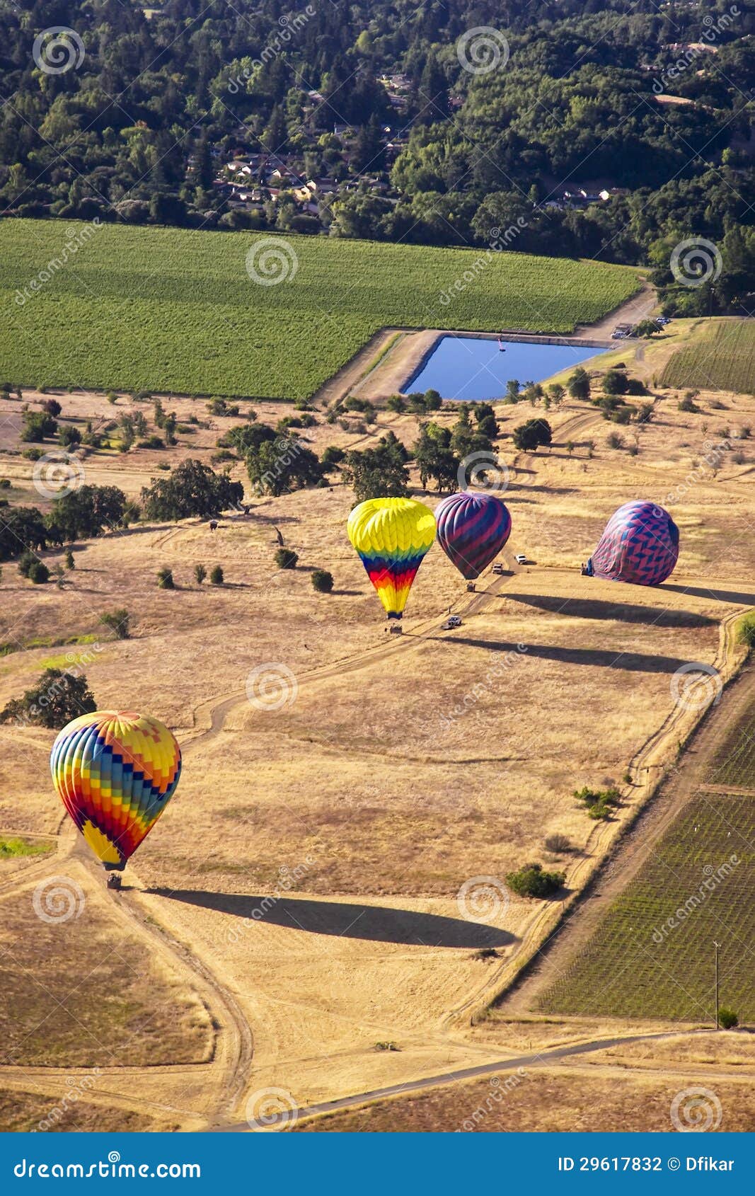 Aerial View of Hot Air Balloons on the Ground Stock Photo - Image of ...
