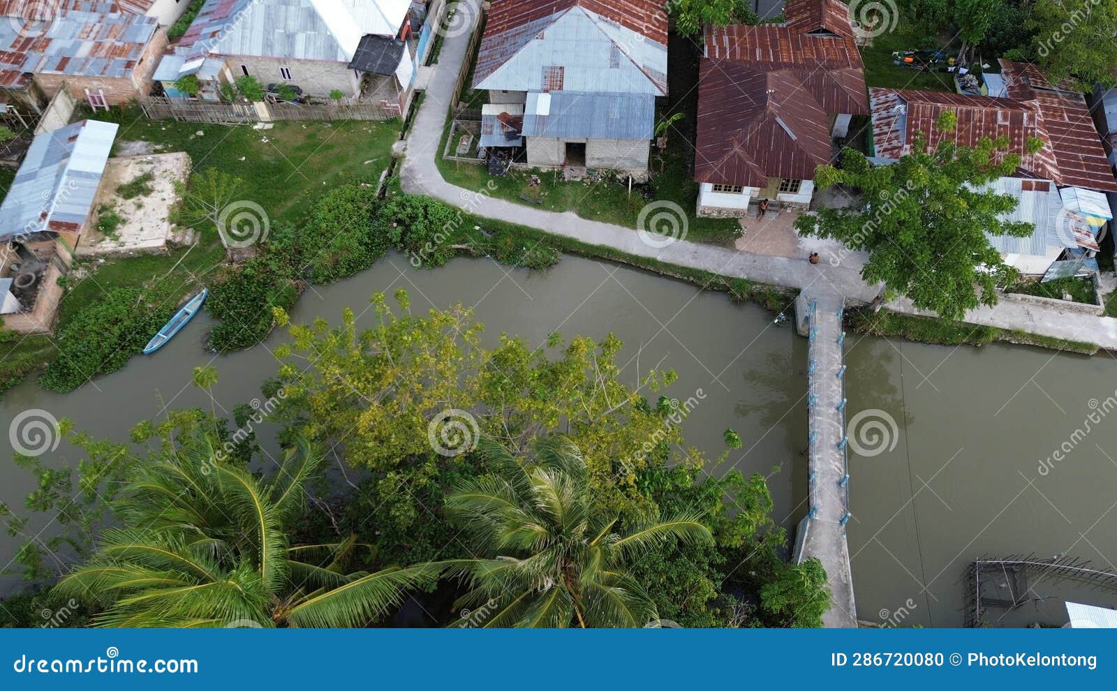 Aerial View of the House by the River Stock Photo - Image of tree ...