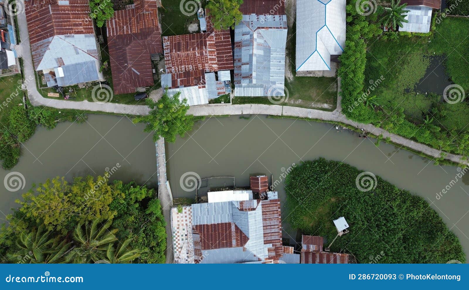 Aerial View of the House by the River Stock Image - Image of gorontalo ...