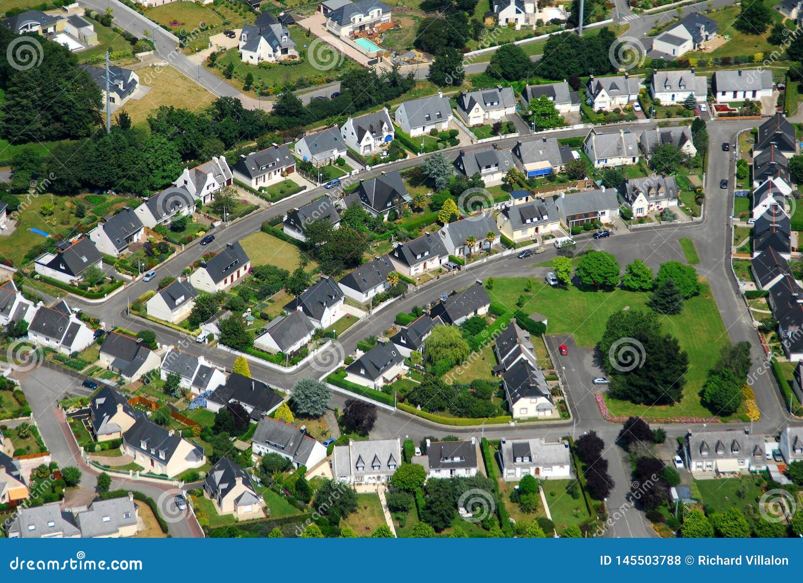 Aerial View of a House Subdivision Stock Photo - Image of district ...