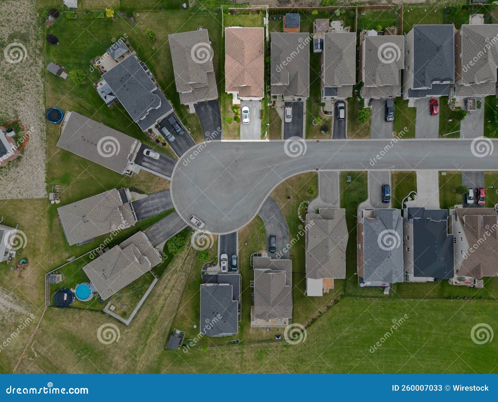 Aerial View of Houses with Yards in a Daylight Stock Image - Image of ...
