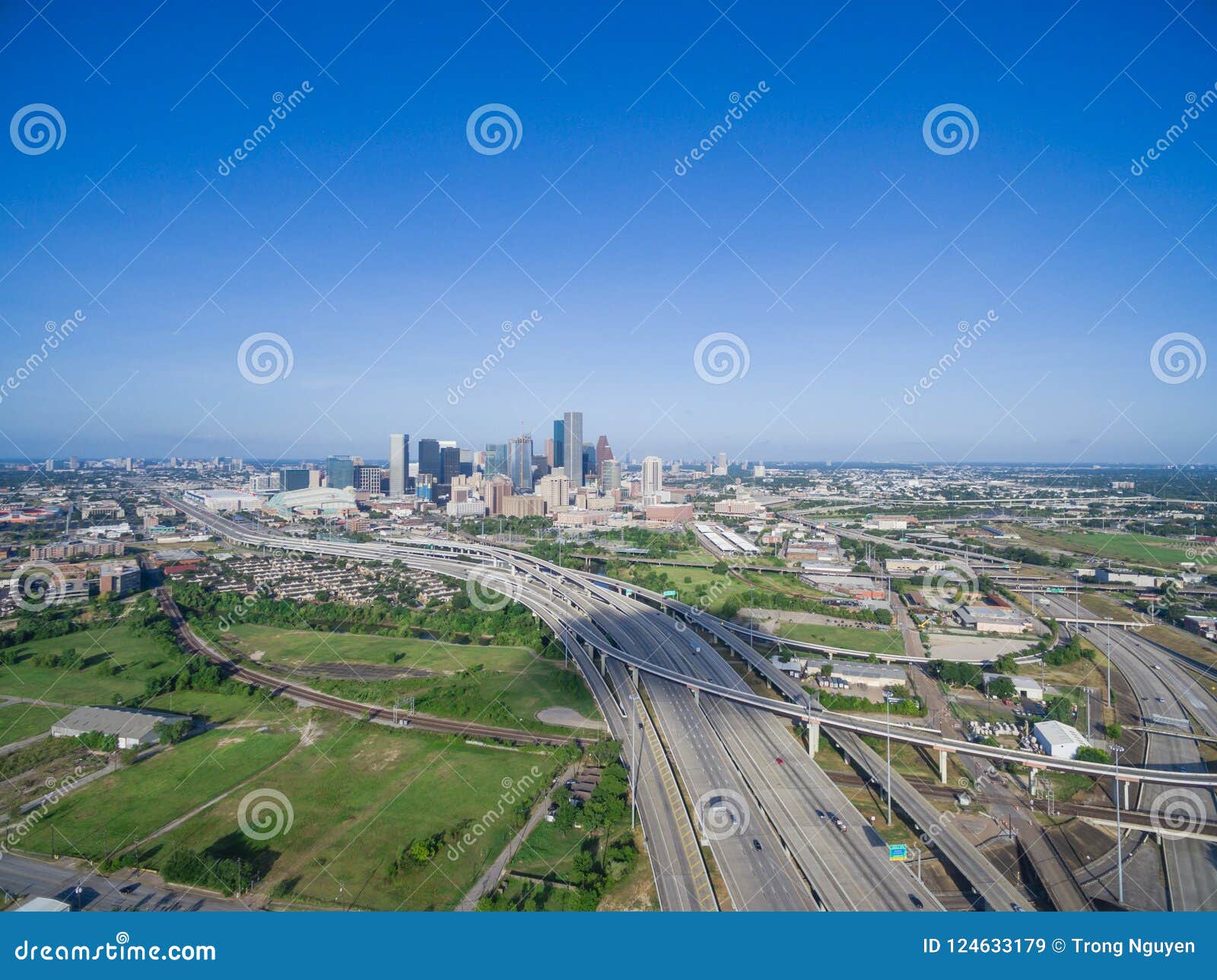 Top View Houston Downtown and Interstate 69 Highway Stock Image - Image ...