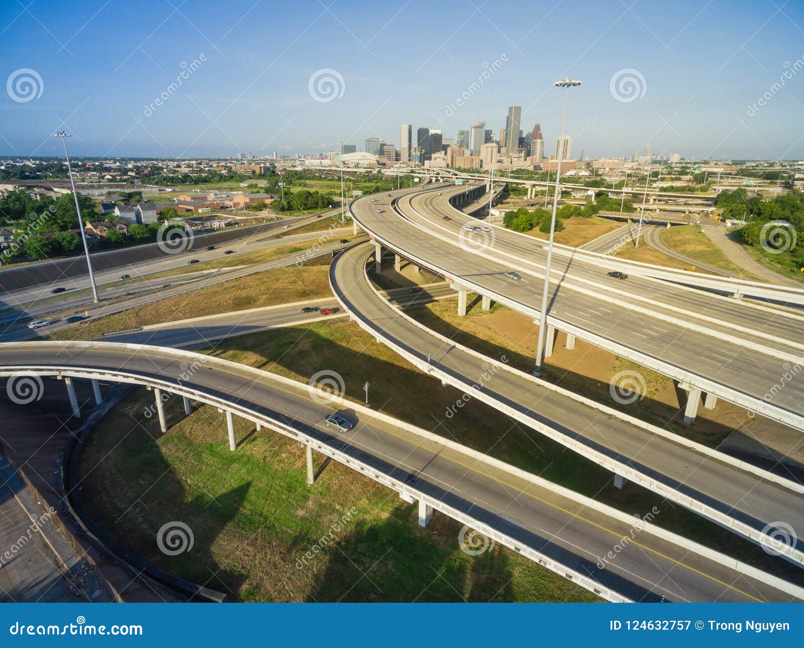 Top View Houston Downtown and Interstate 69 Highway Stock Image - Image ...