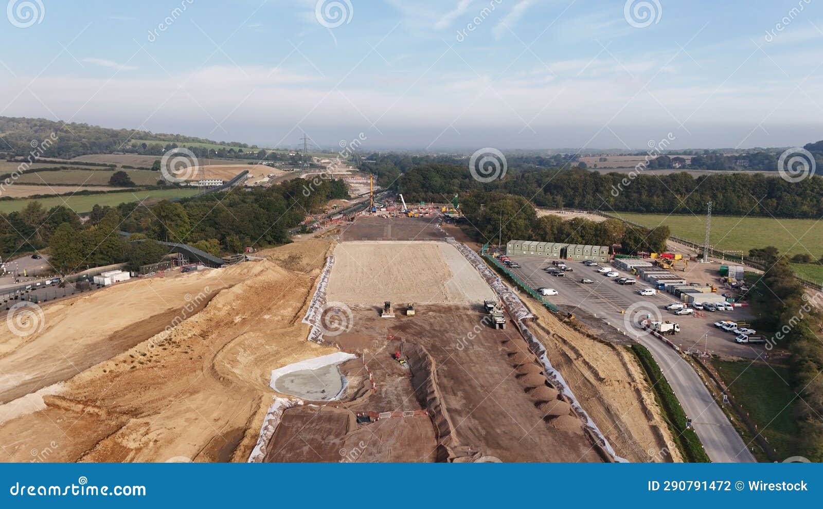 Aerial View of the HS2 Construction Progress in Wendover ...