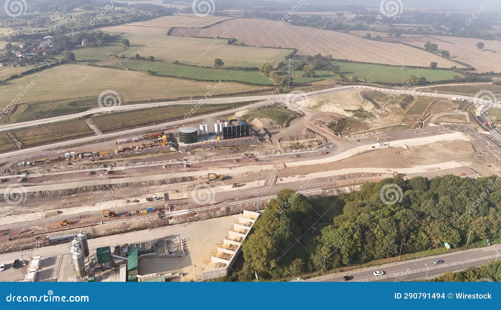 Aerial View of the HS2 Construction Progress in Wendover ...