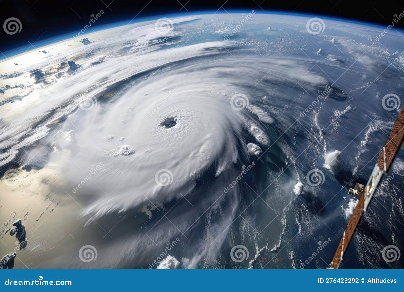 Aerial View of Hurricane, with Clouds and Rain Visible Below Stock ...