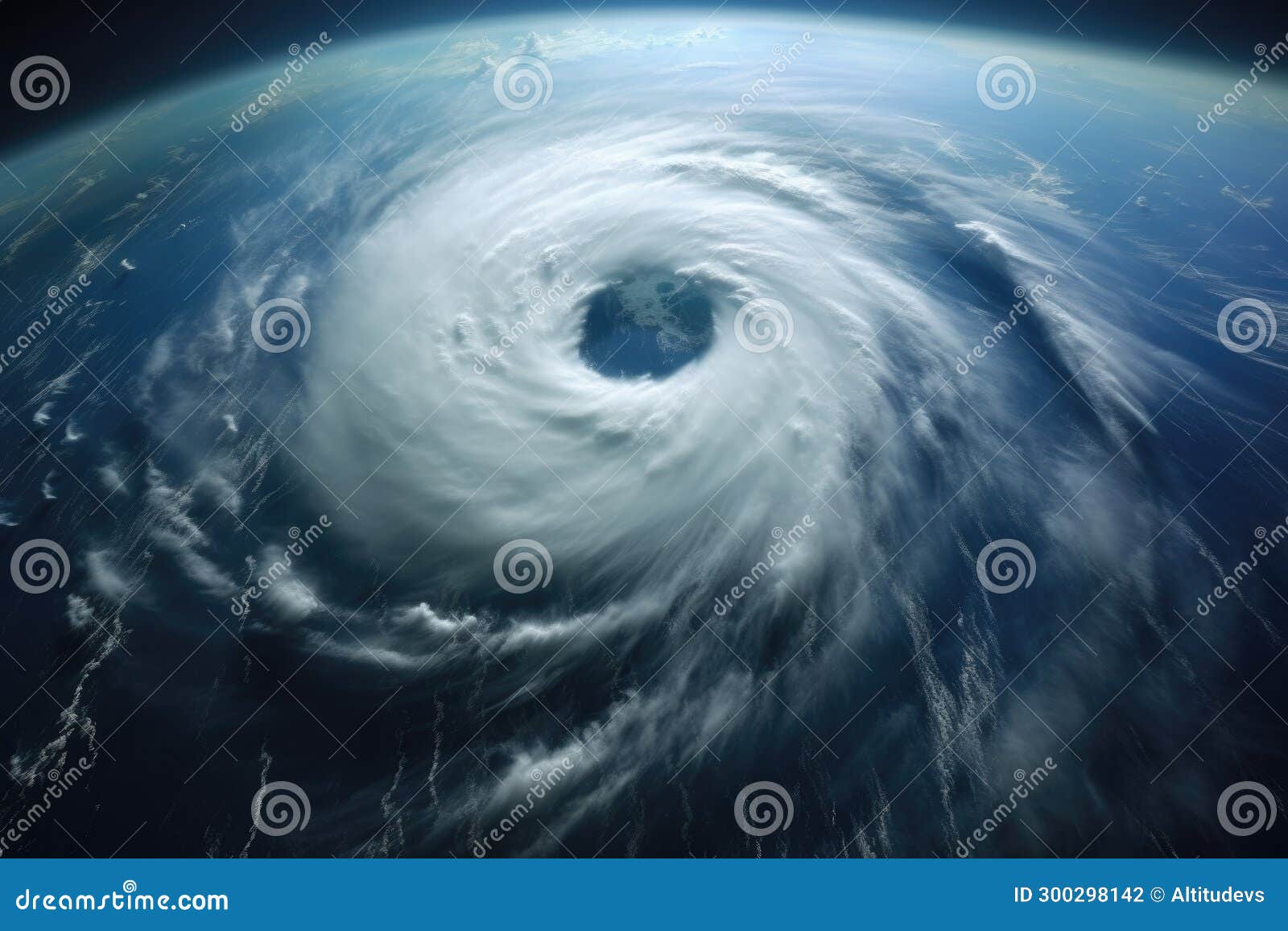 Aerial View of a Hurricane Over the Ocean with Visible Eye Stock Photo ...