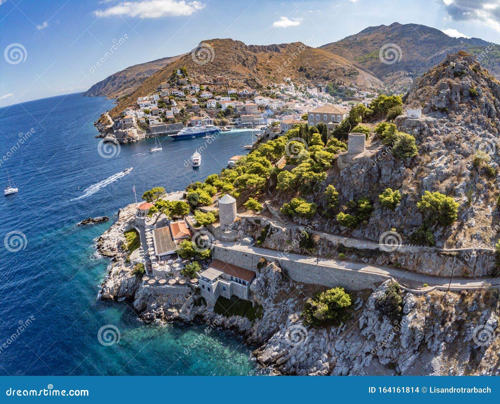 Aerial View of Hydra Town in Hydra Island Stock Photo - Image of pier ...
