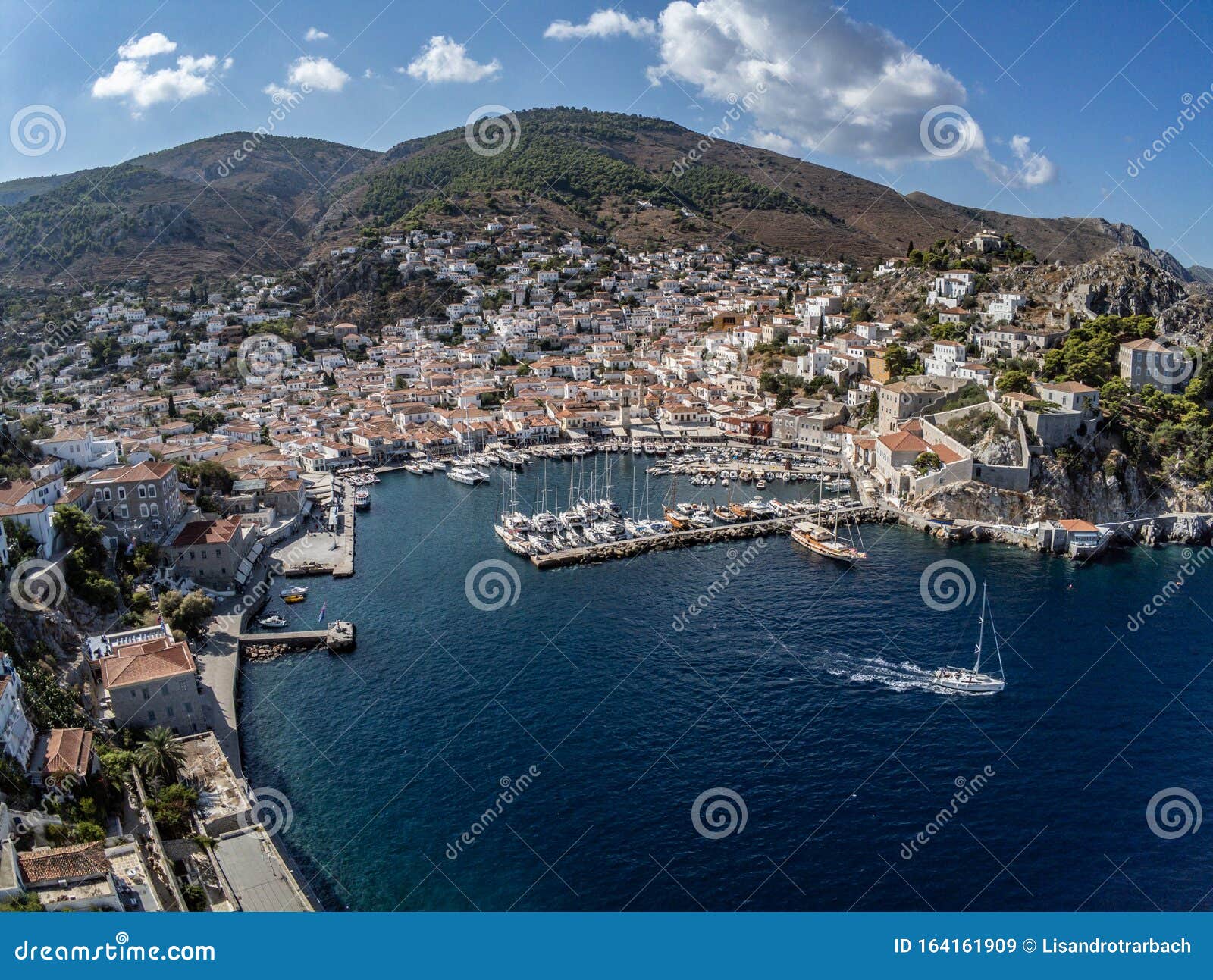 Aerial View of Hydra Town in Hydra Island Stock Image - Image of ...