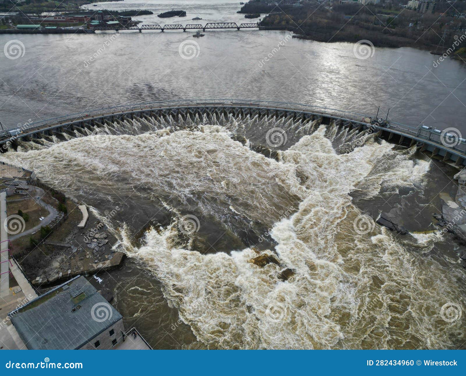 Aerial View of Hydro Dam stock photo. Image of river - 282434960