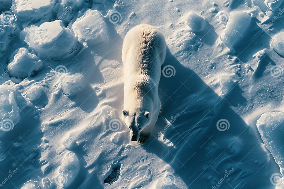 Aerial View at an Ice Bear. Generative AI Stock Illustration ...