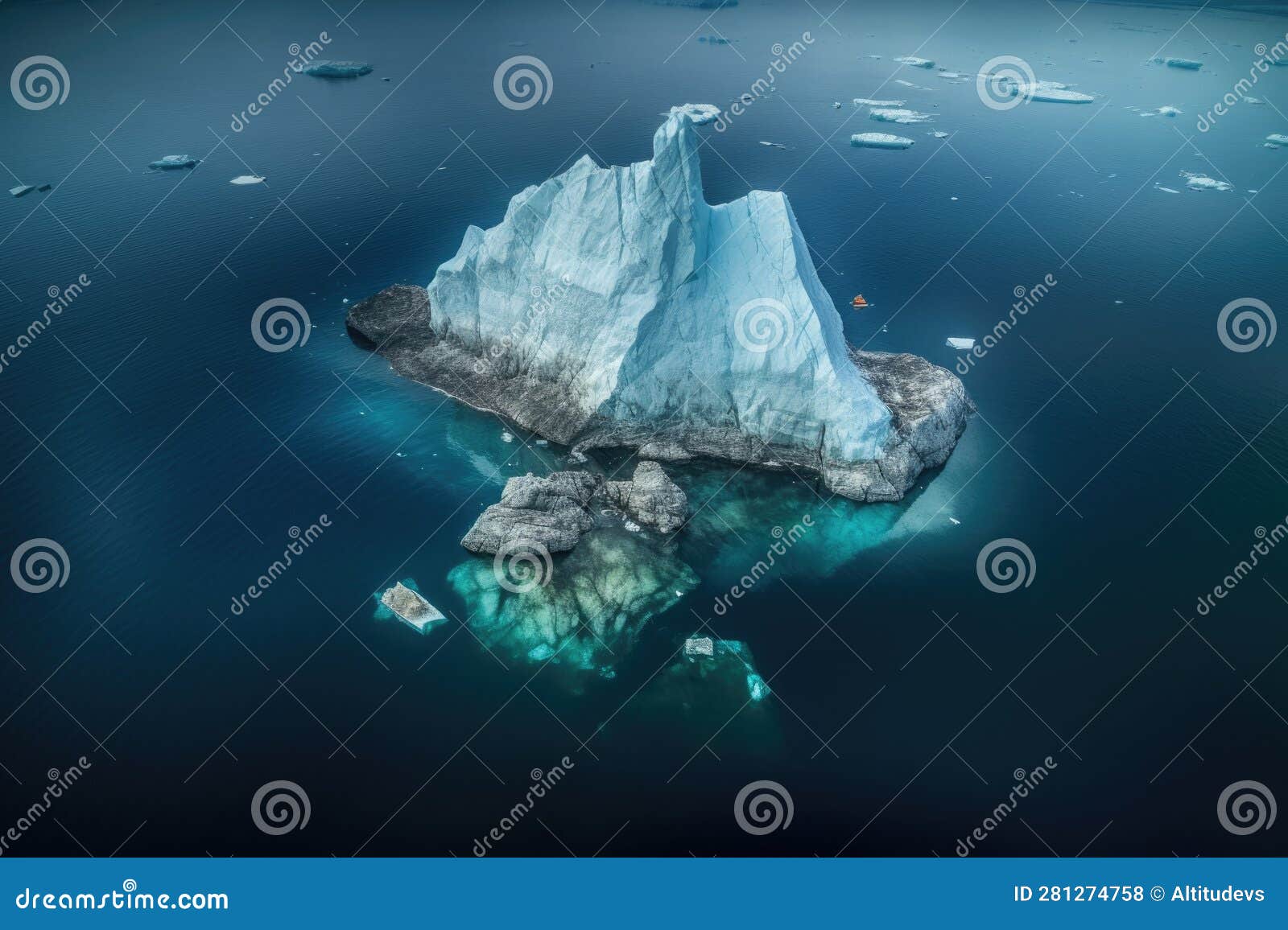 Aerial View of Iceberg Showing Hidden Depths Below Surface Stock ...
