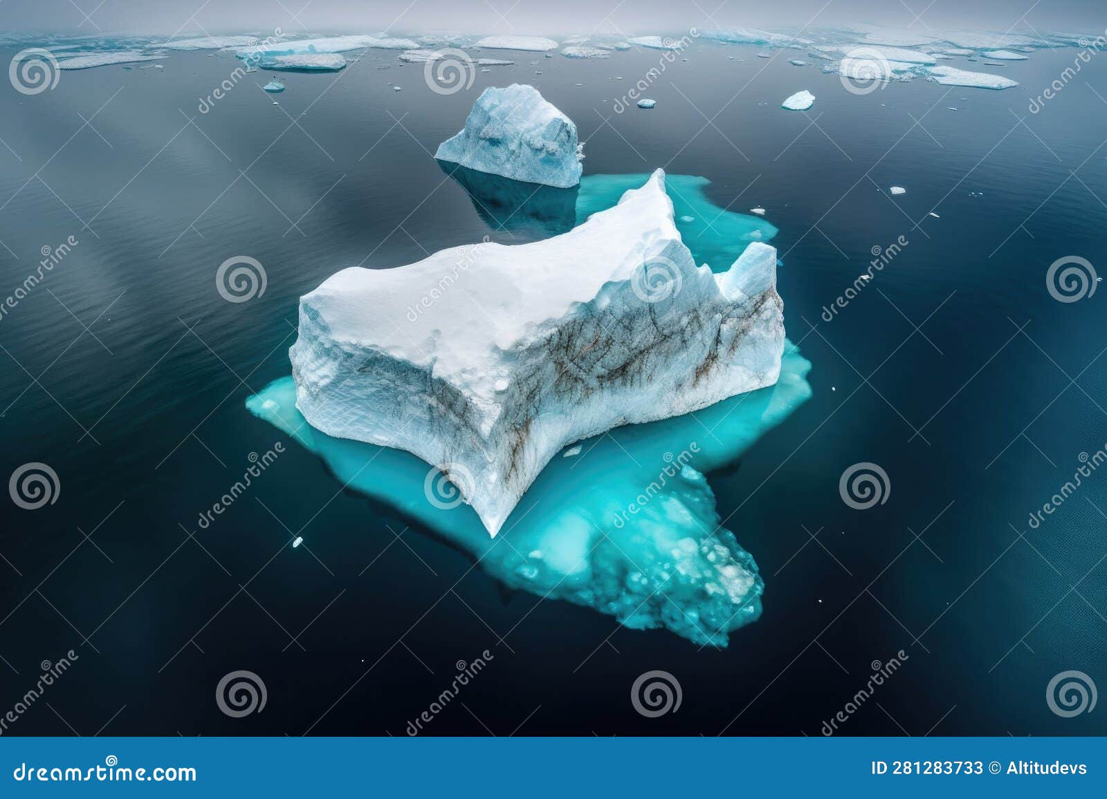 Aerial View of Iceberg Showing Hidden Depths Below Surface Stock Image ...