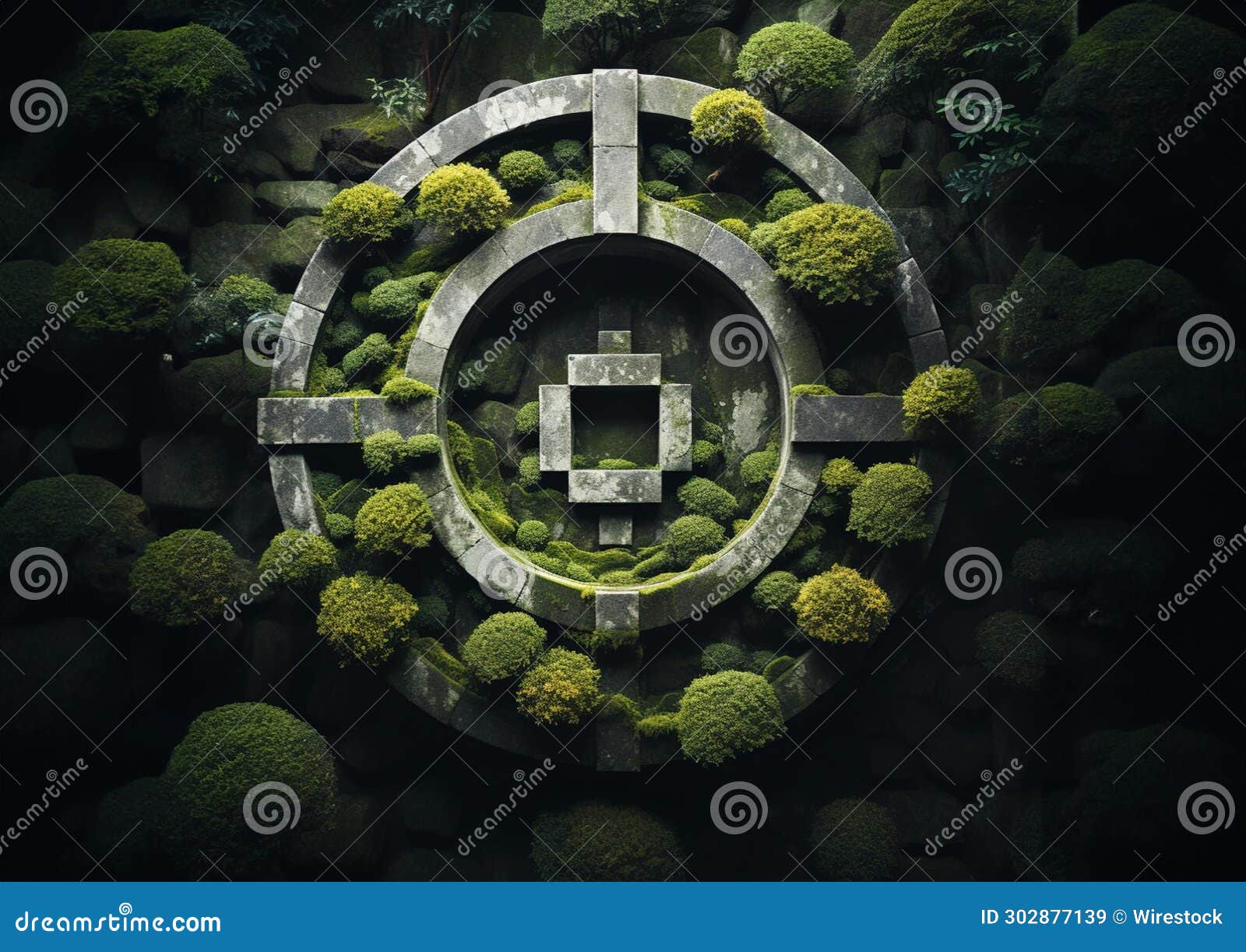 Aerial View of an Idyllic Moss-covered Stone Structure in a Lush Green ...