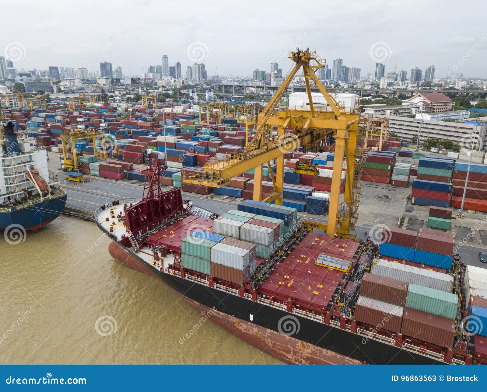 Aerial View of Industrial Port with Crane Editorial Stock Photo - Image ... Aerial View of Industrial Port with Crane Editorial Stock Photo - Image ...