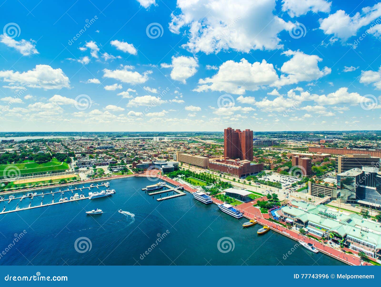 Aerial View of the Inner Harbor in Baltimore, Maryland Stock Photo ...