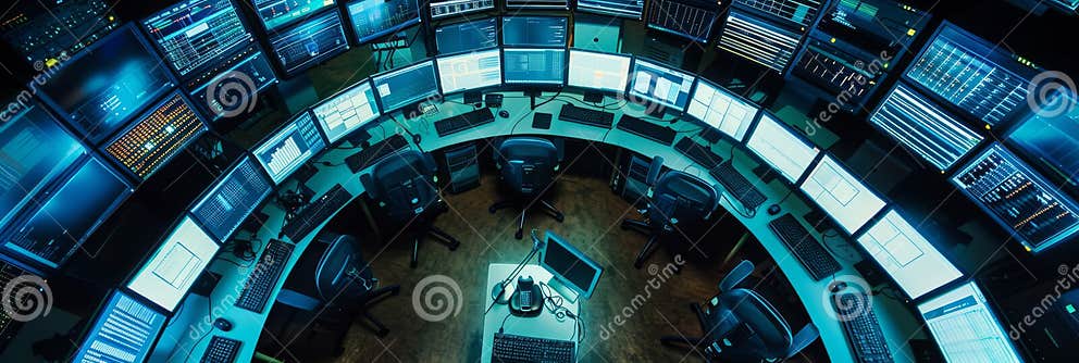 An Aerial View of Interconnected Computers in a Server Room ...