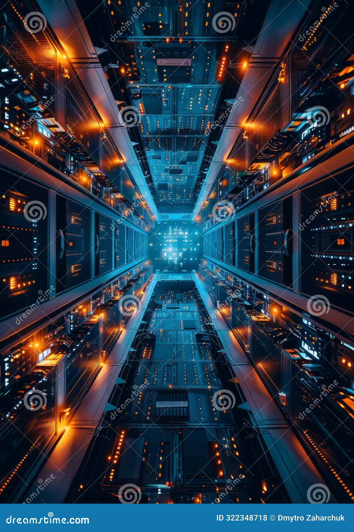 An Aerial View of Interconnected Computers in a Server Room ...