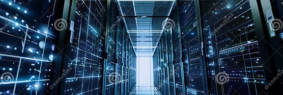 An Aerial View of Interconnected Computers in a Server Room ...