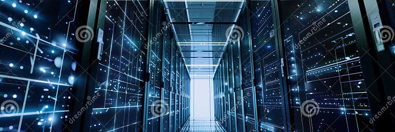 An Aerial View of Interconnected Computers in a Server Room ...