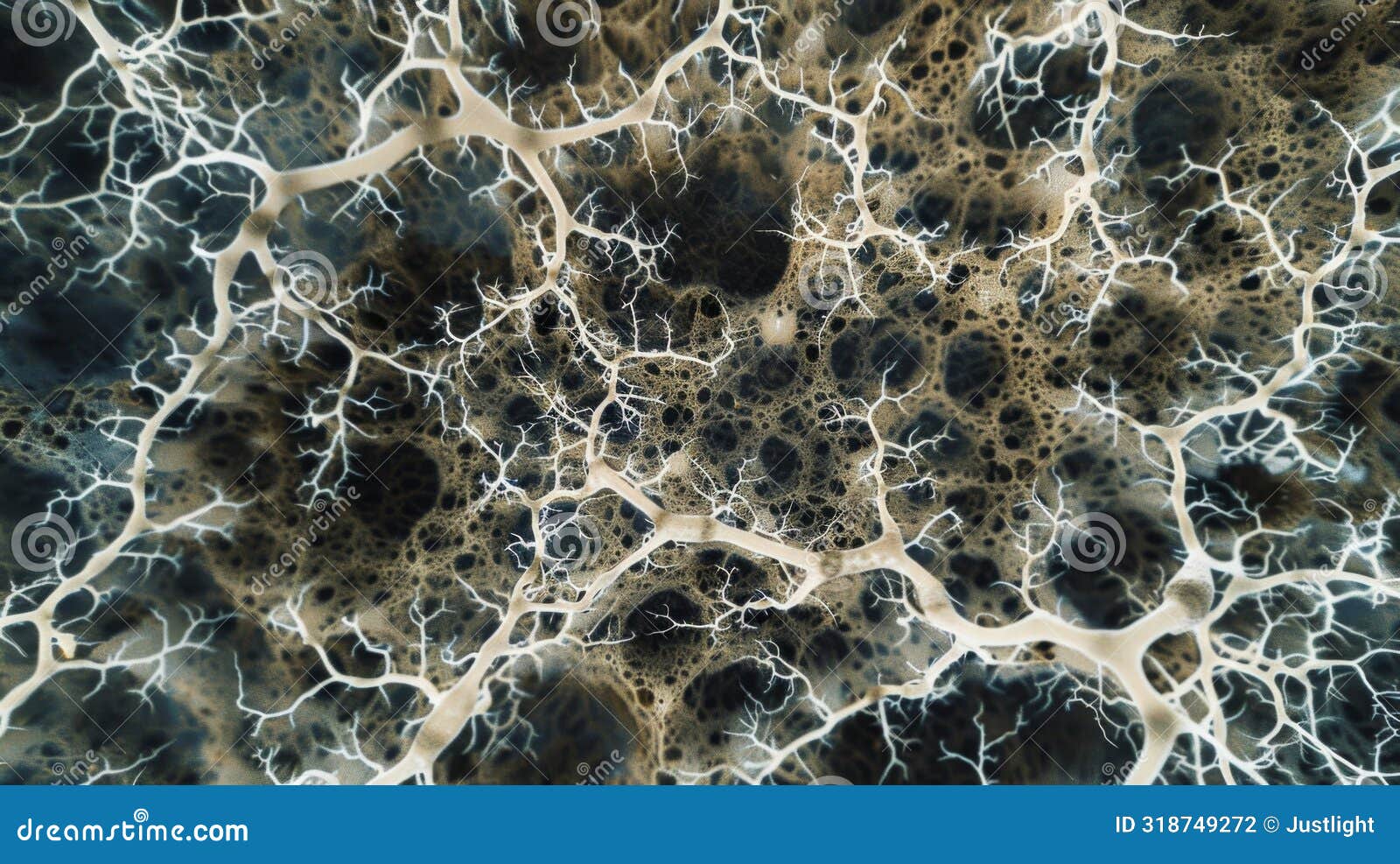 An Aerial View of Interconnected Mycelium Filaments Resembling a ...