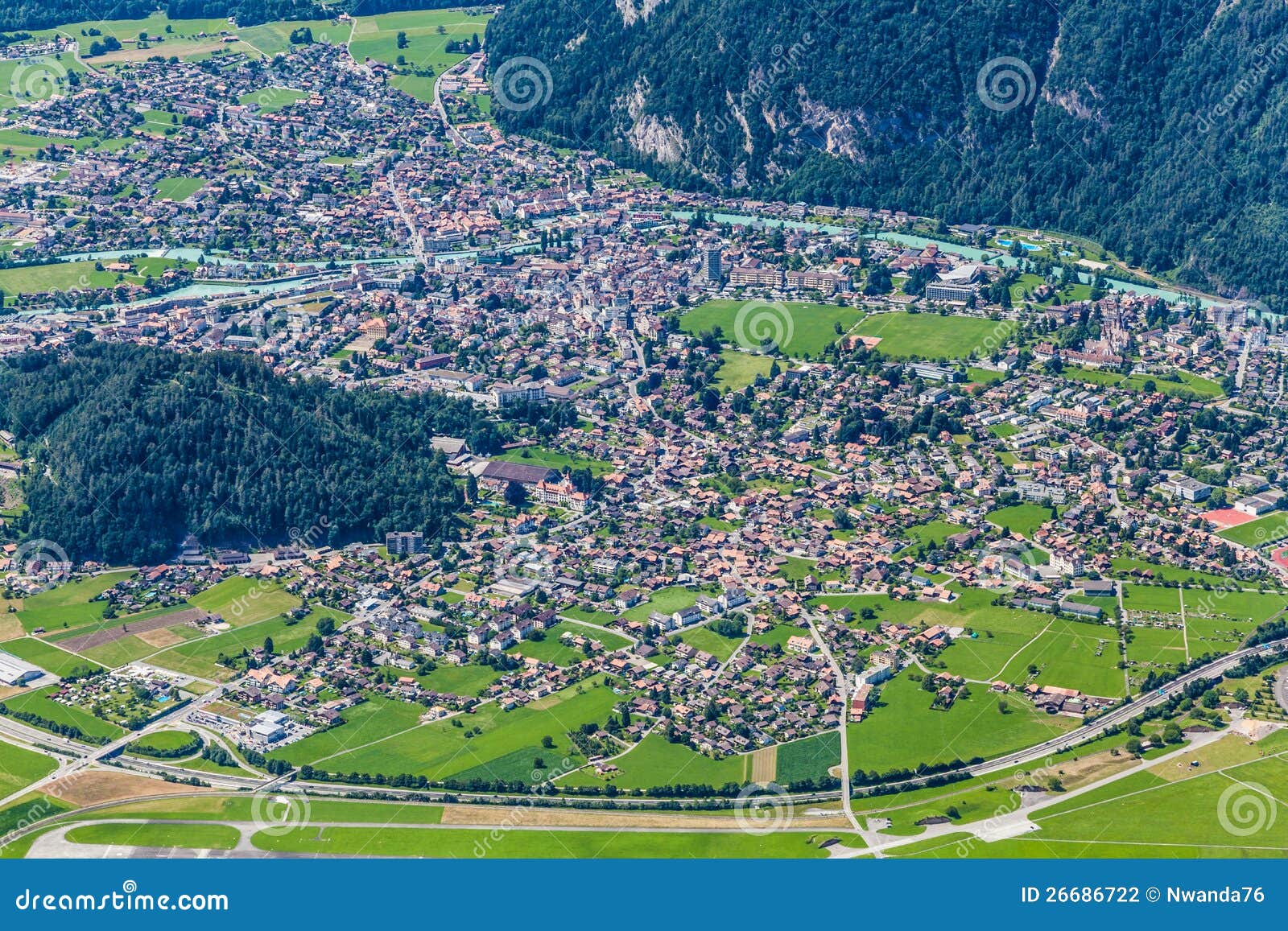 Aerial View of Interlaken, Switzerland Stock Photo - Image of landscape ...