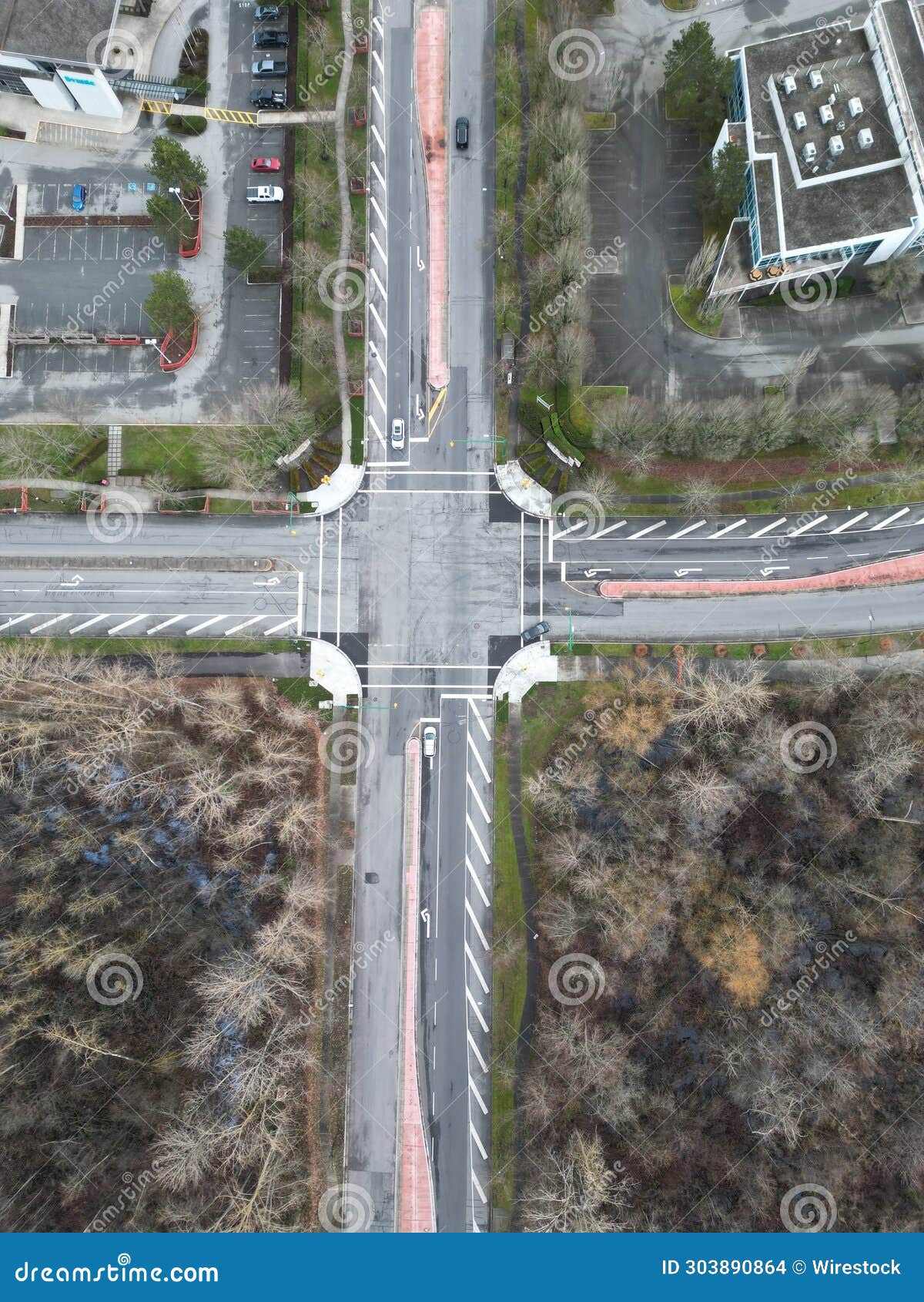 Aerial View of an Intersection with Multiple Lanes and Different ...