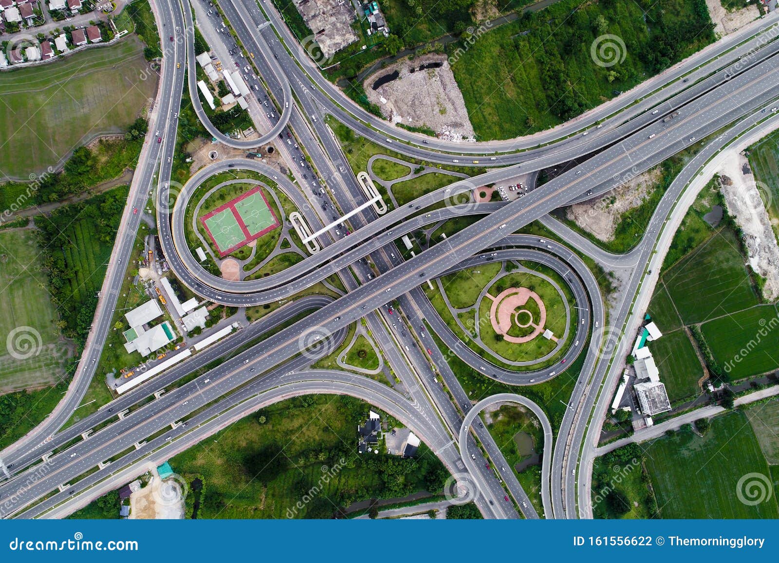 Aerial View Intersection Transport City Road Stock Photo - Image of ...