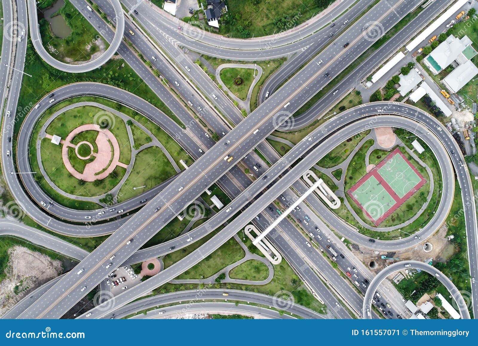 Aerial View Intersection Transport City Road Stock Image - Image of ...