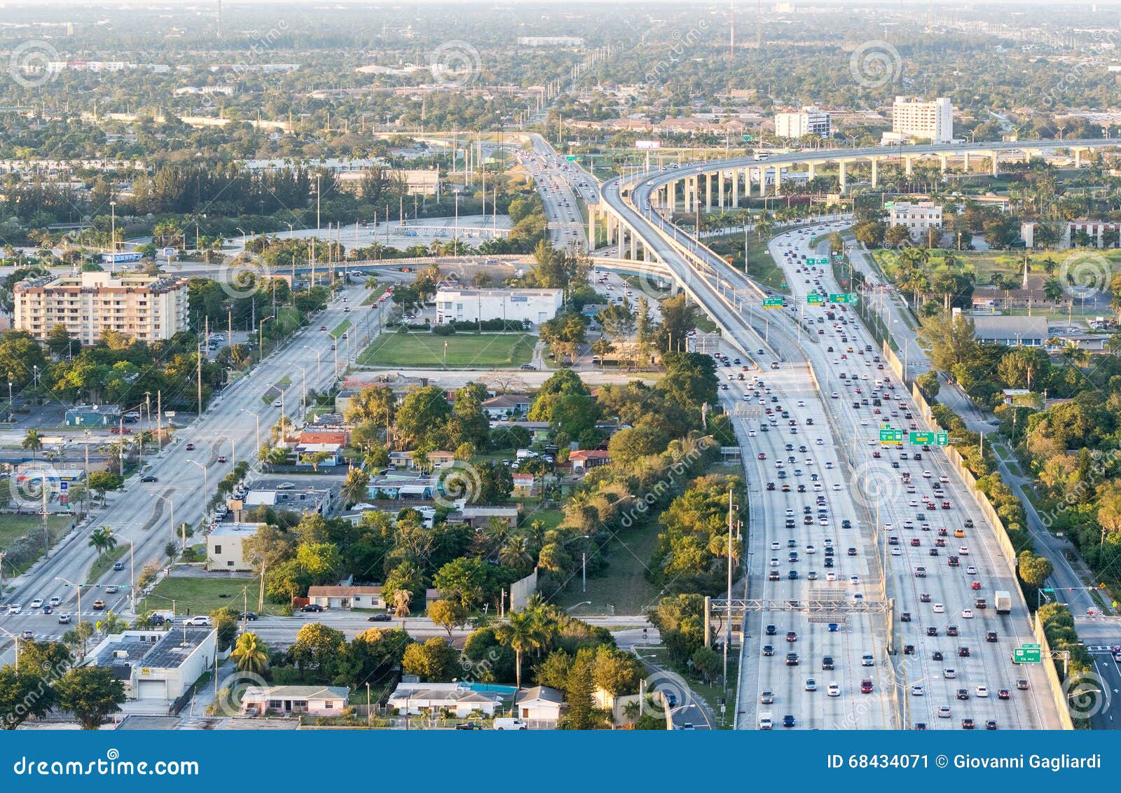 Aerial View of Interstate Traffic Stock Image - Image of expressway ...