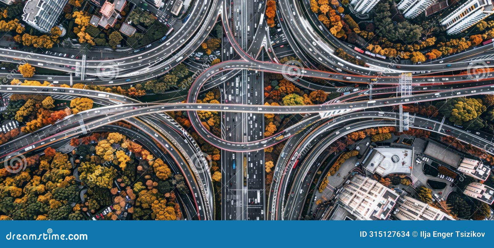Aerial View of Intricate Multilevel Highway Junction Interchange on ...