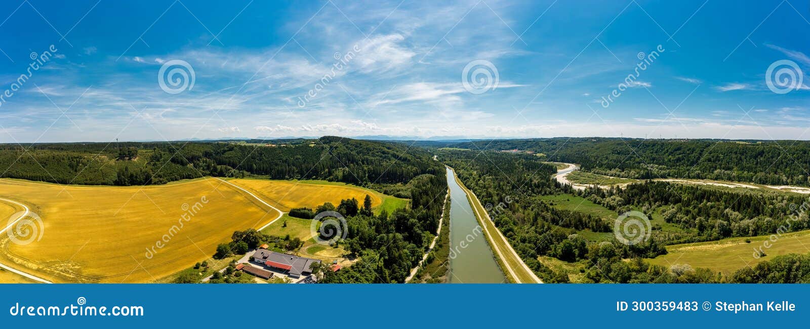 Aerial View of the Isar River through Lush Landscape Stock Image ...