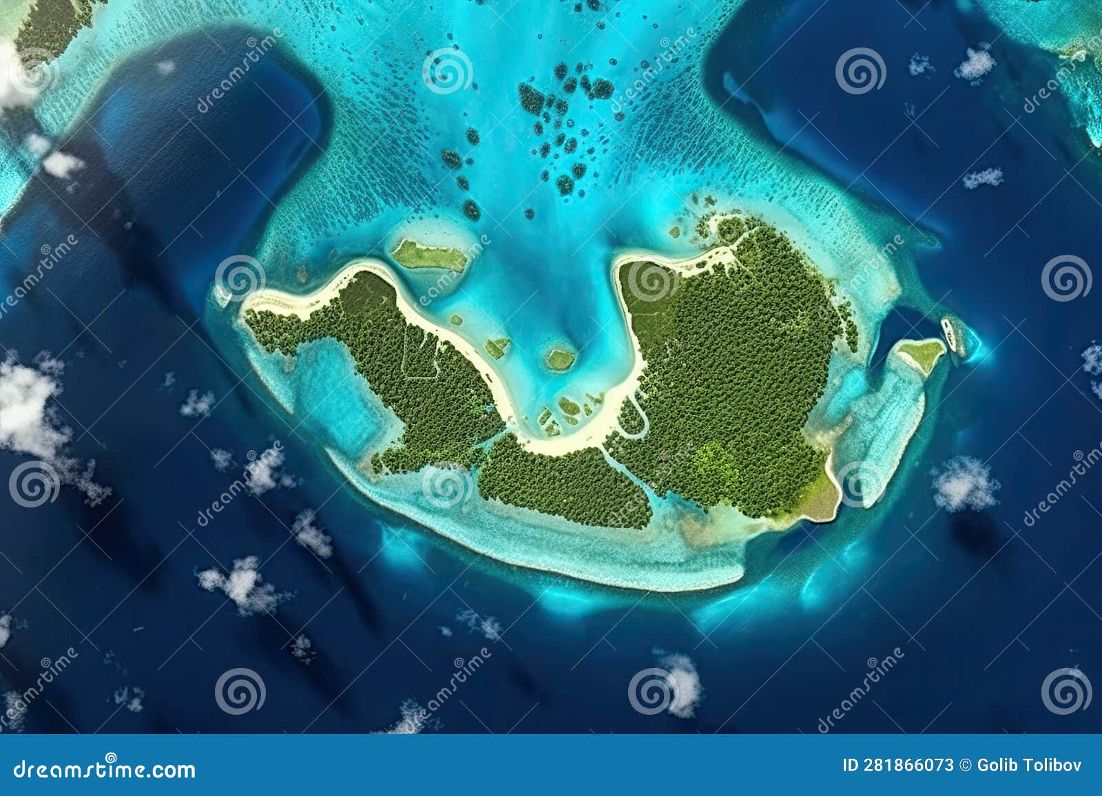 An Aerial View of an Island in the Ocean Stock Illustration ...
