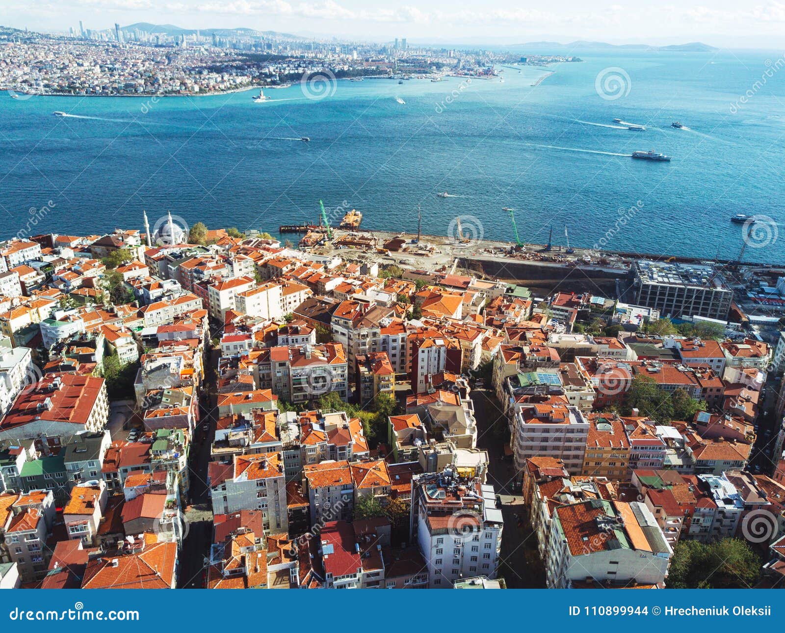 Aerial view of Istanbul stock photo. Image of bridge - 110899944