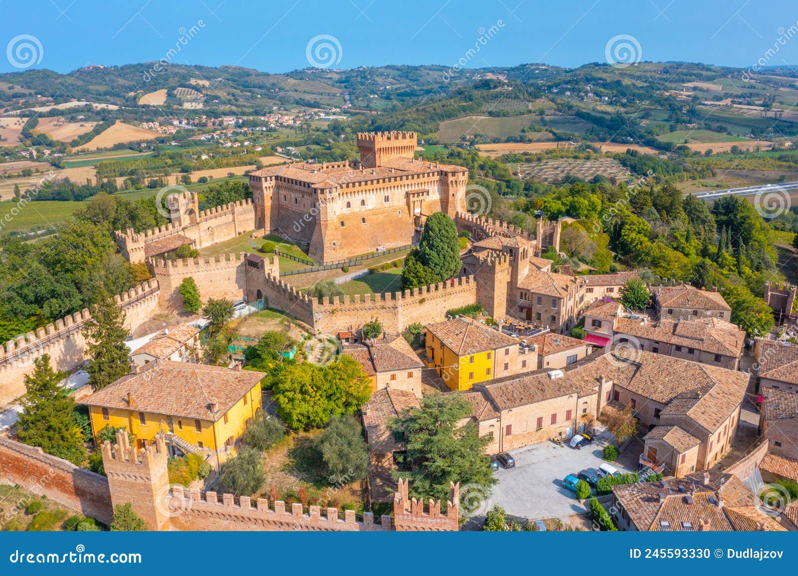 Aerial View of Italian Town Gradara Stock Photo - Image of mountain ...