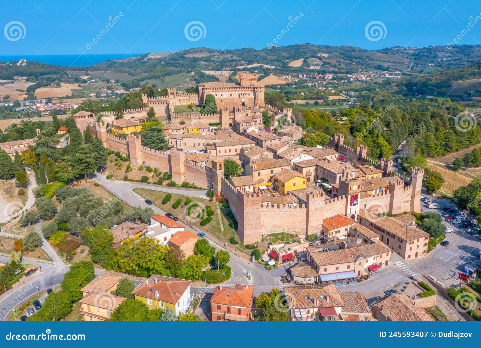 Aerial View of Italian Town Gradara Stock Image - Image of hill ...