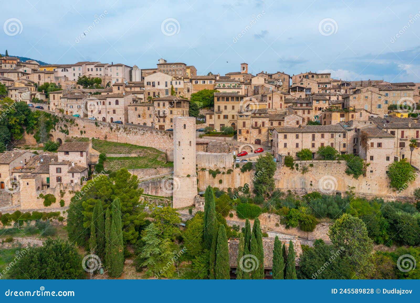 Aerial View of Italian Town Spello Stock Photo - Image of santa ...