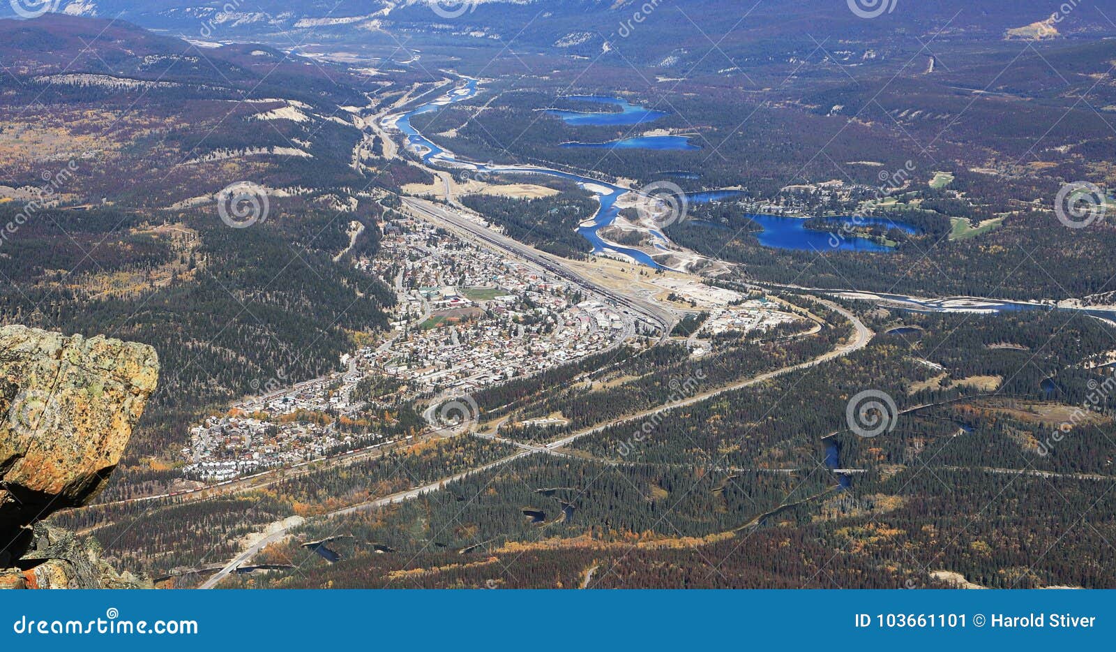 Aerial View of Jasper in Canada Stock Image - Image of blue, jasper ...