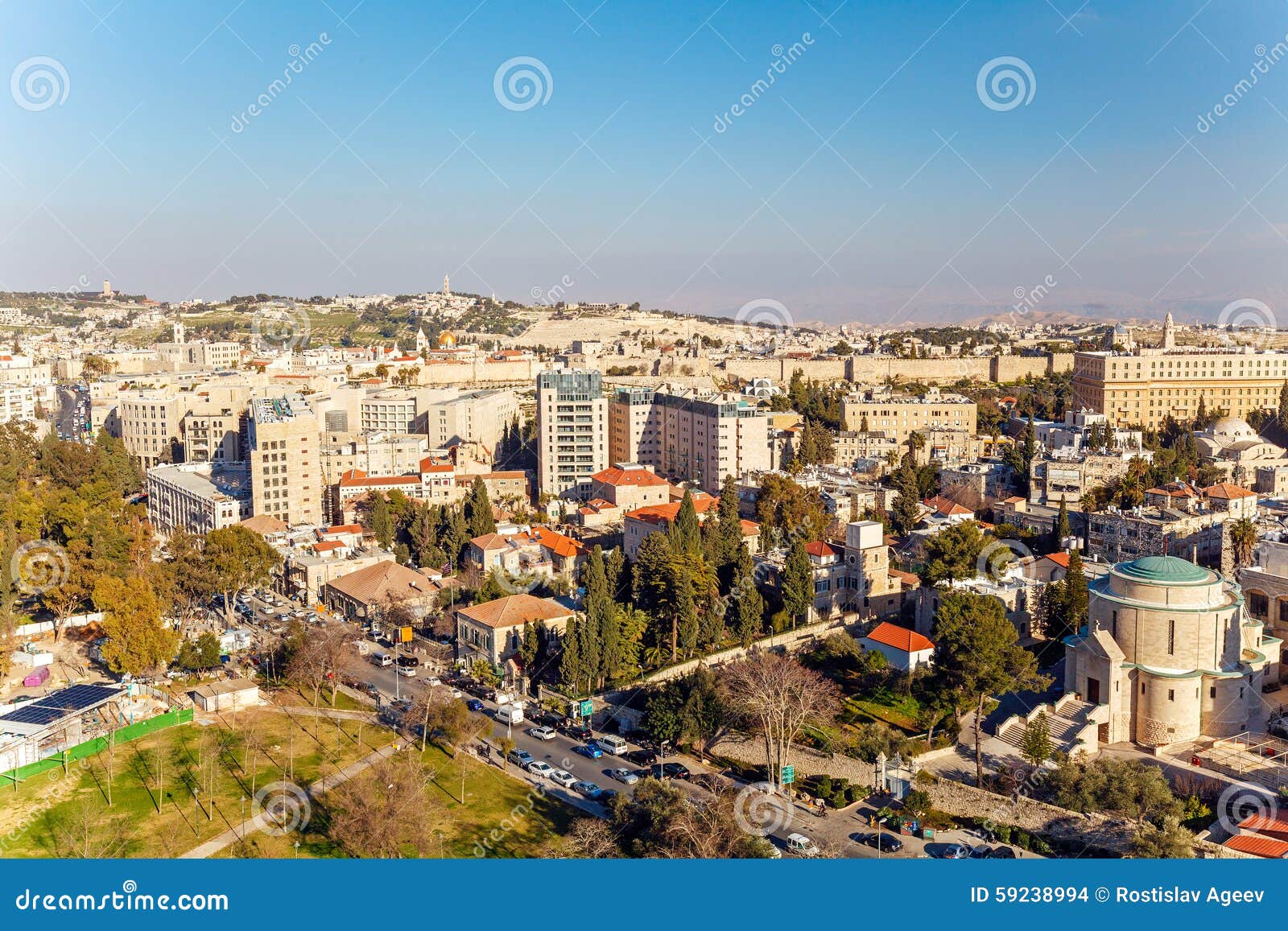 Aerial View of Jerusalem before Sunset Stock Photo - Image of landscape ...