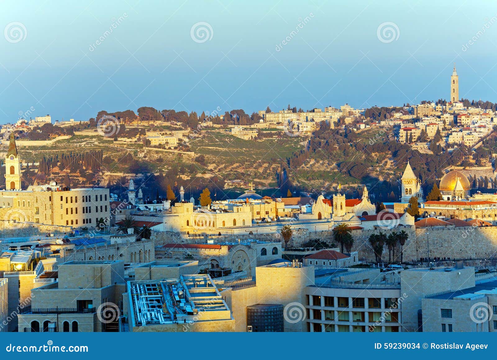 Aerial View of Jerusalem before Sunset Stock Photo - Image of ...