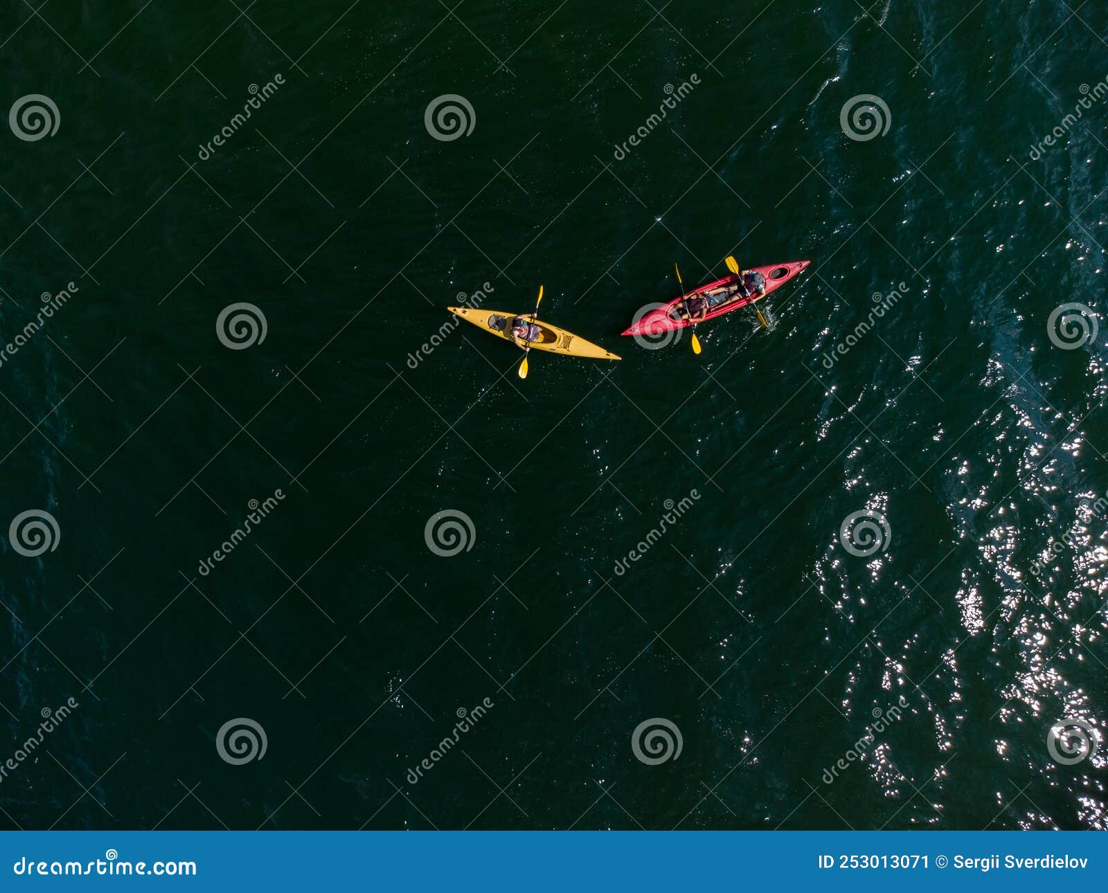 Aerial View of Kayak on the Lake in Mountains Stock Image - Image of ...